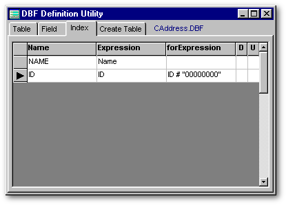 DBF Definition Utility
