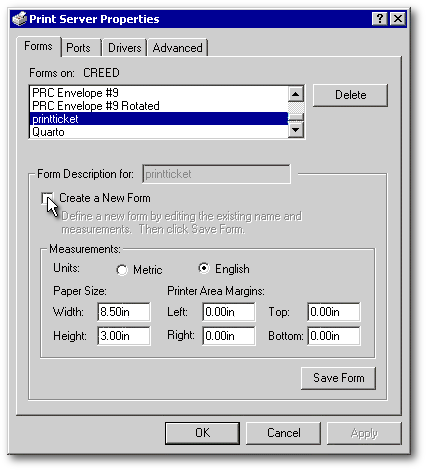 Setting up Custom Tractor-Feed Printers in Windows